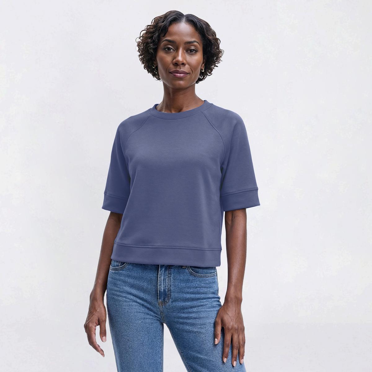 Click here for Womens Mountain Ridge Elbow Sleeve Solid Sweatshir... prices